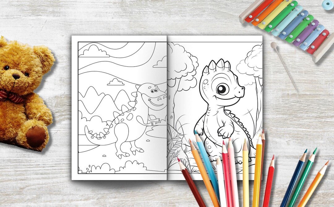 Dinosaur Coloring Book | Printable Activity Pages for Kids (instant ...