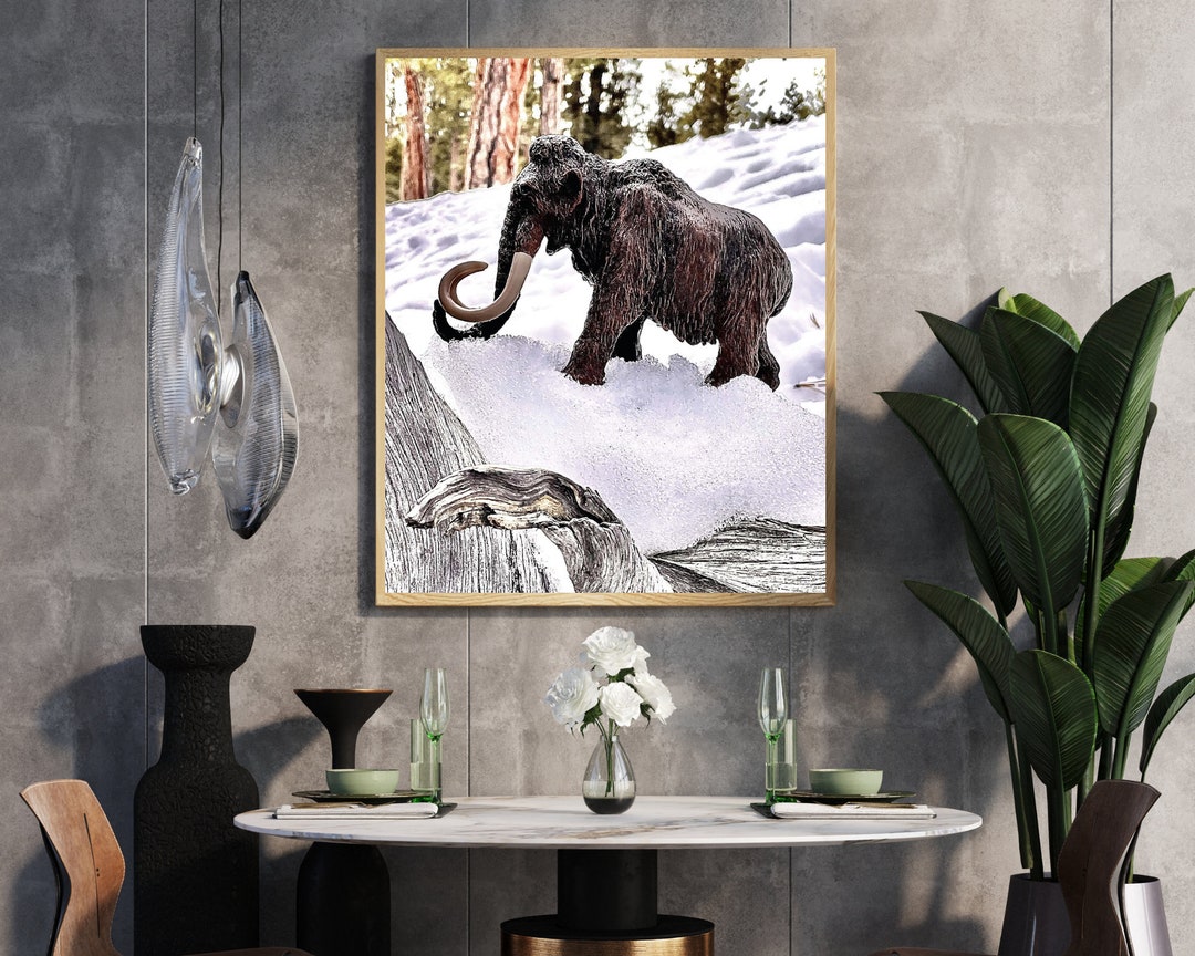 Majestic Mammoth Winter Wonderland Wall Art, Arctic Wildlife Animal ...