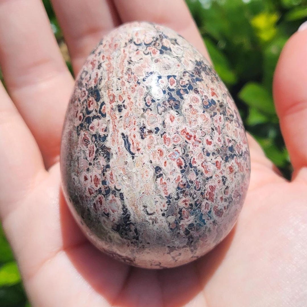 Pink Leopard Skin Jasper Crystal Egg - Rhyolite Jasper Stone for ...