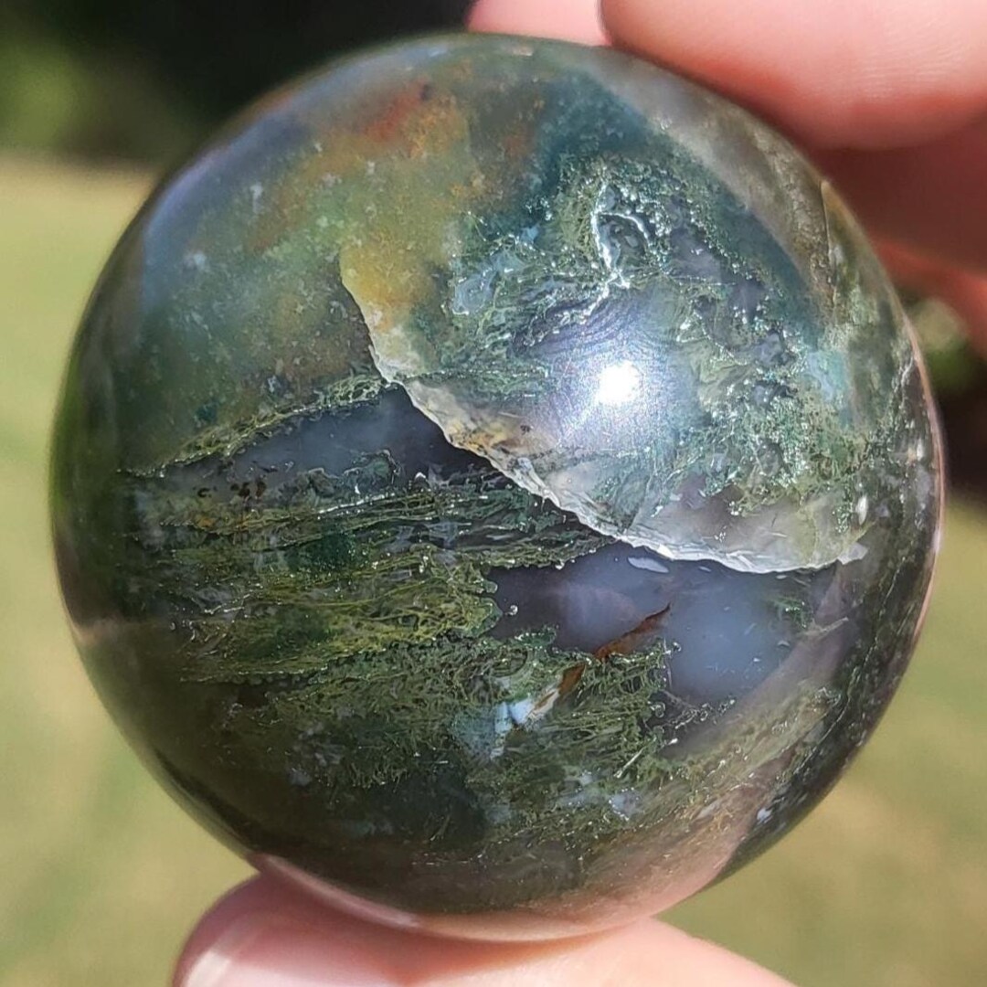 Green Moss Agate Crystal Sphere: New Beginnings, Growth, Wealth - Etsy