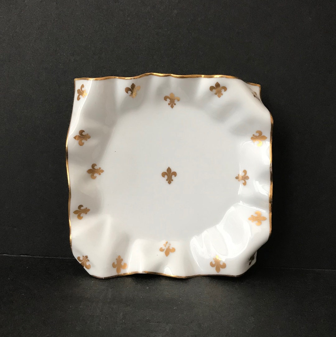 FLEUR De LIS Ruffled Porcelain Dishes/trinkets. Set of 2. J.P.L. Jean ...