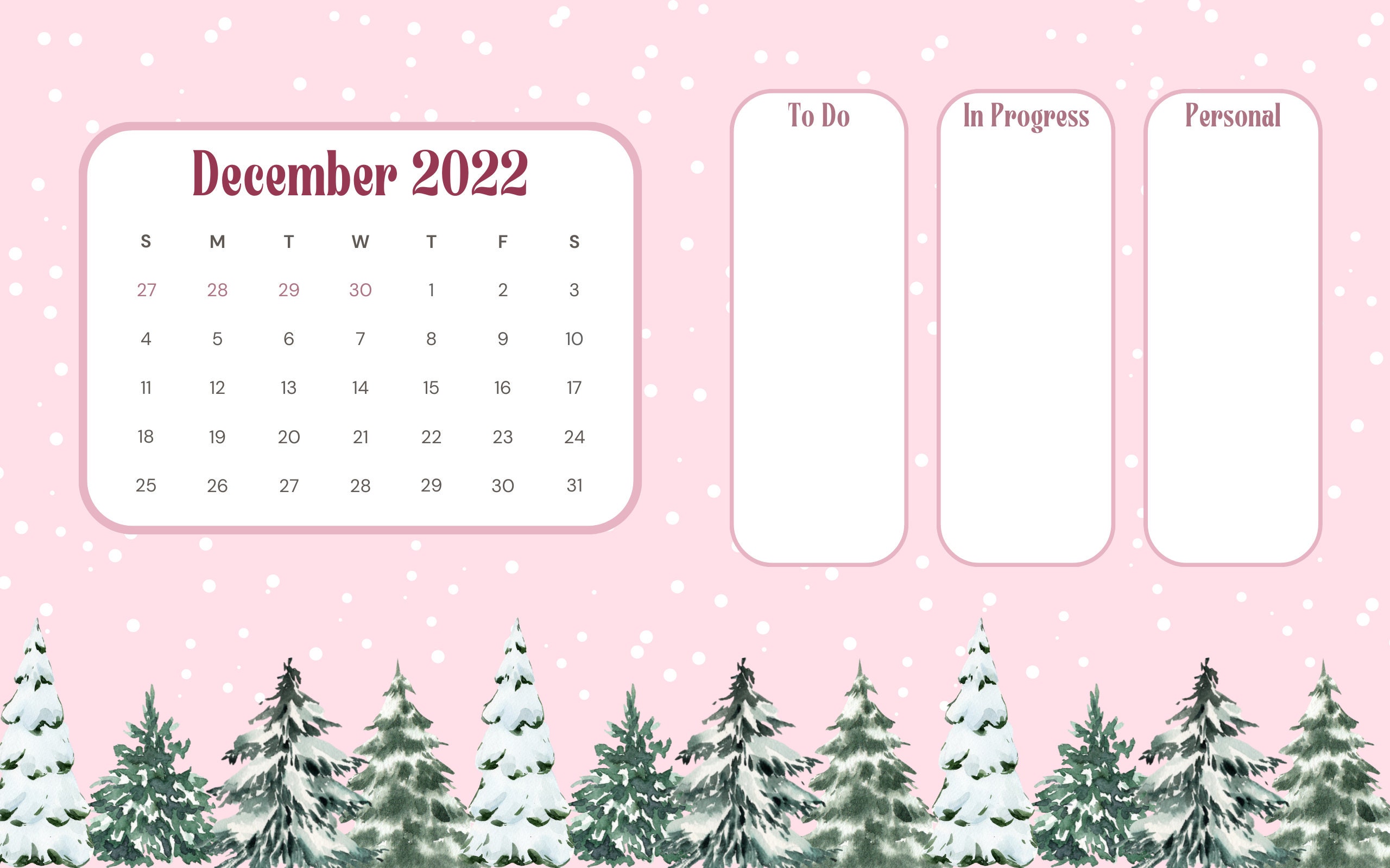 December 2022 Desktop Wallpaper Organizer Retro Holiday - Etsy