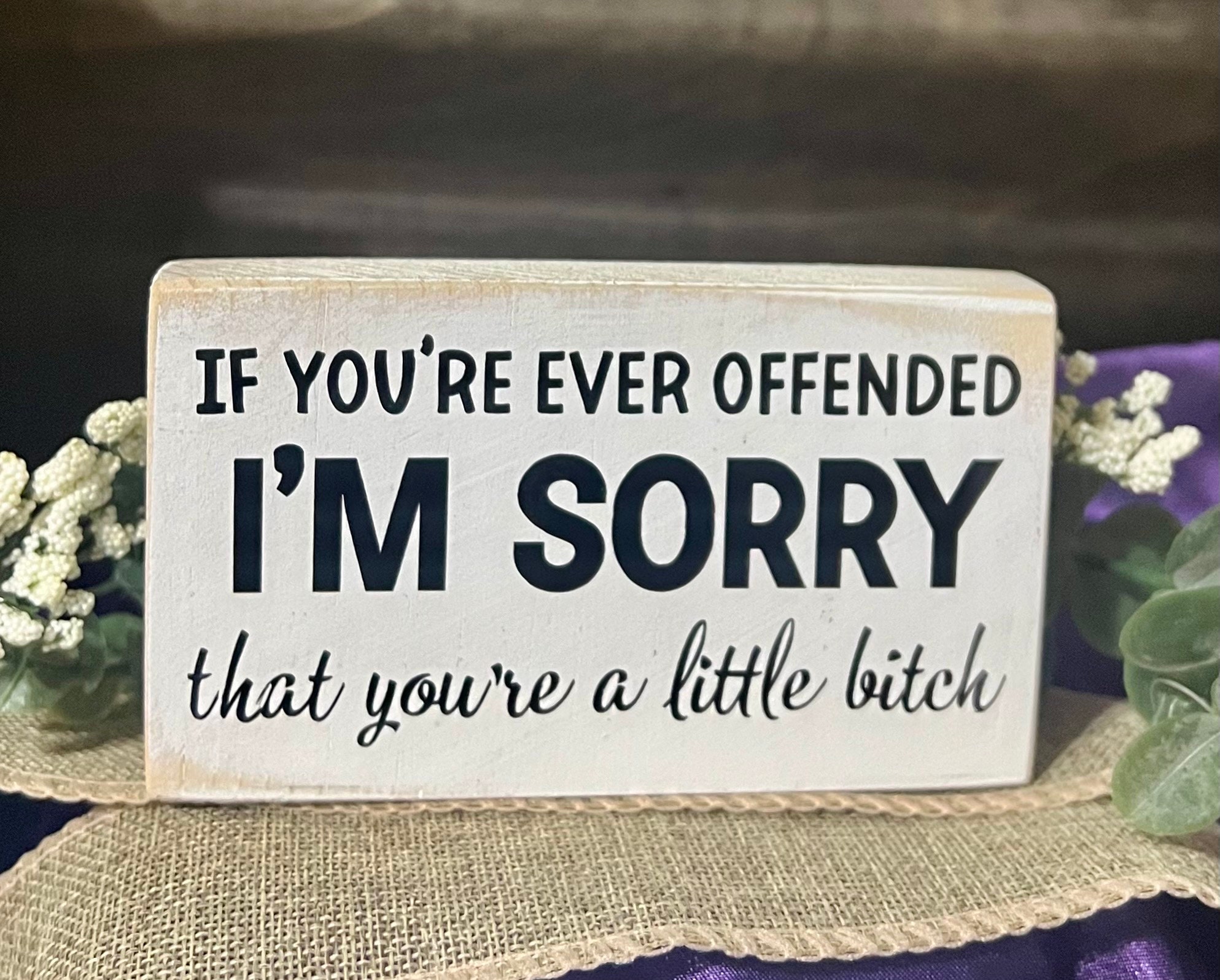 If Youre Offended Im Sorry Youre a Little Bitch Mini Wood Block Sign ...