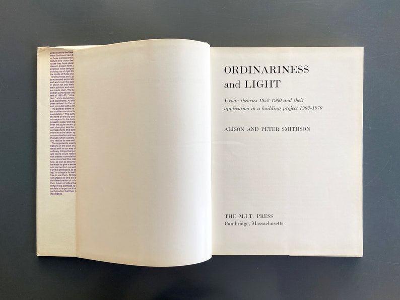 RARE 1st AMERICAN EDITION / Alison & Peter Smithson / Ordinariness and ...