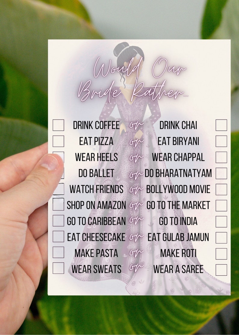 Desi Bridal Shower Game, Would Our Bride Rather, Digital Canva Template ...
