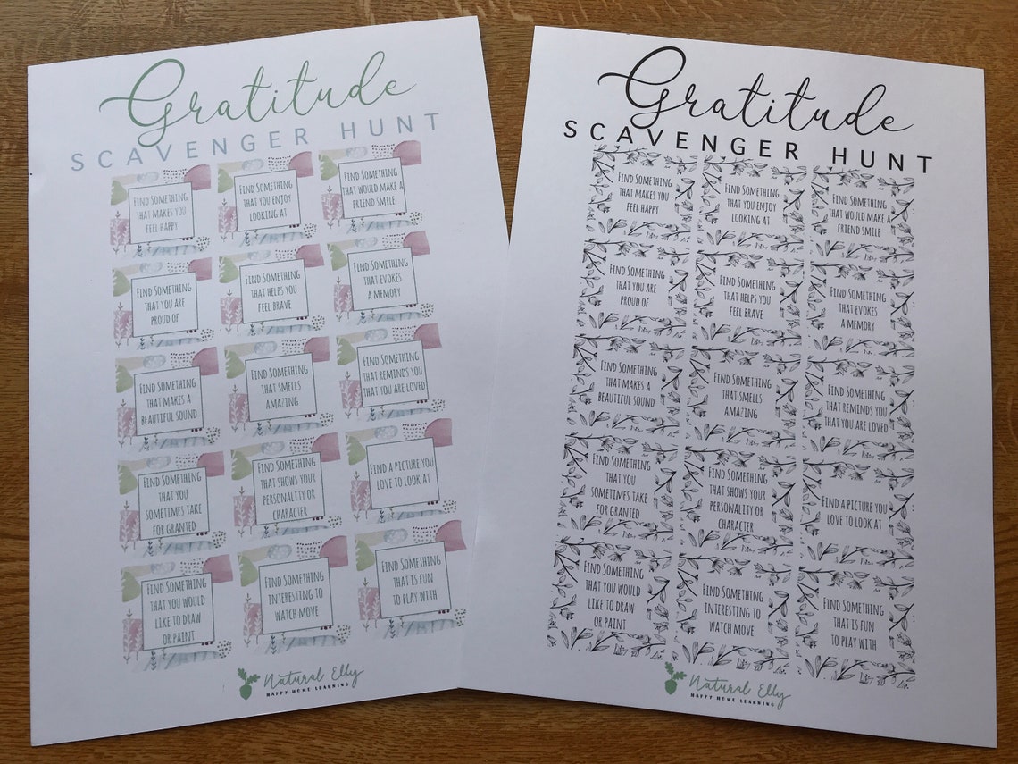 Gratitude Scavenger Hunt Printable DIGITAL DOWNLOAD Make Your Own ...