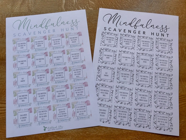 Mindfulness Scavenger Hunt Printable DIGITAL DOWNLOAD 4 PDF Files. Make ...
