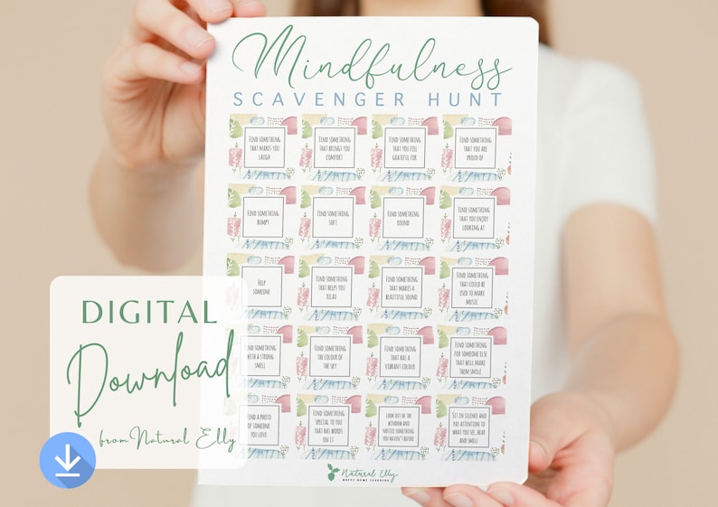 Mindfulness Scavenger Hunt Printable DIGITAL DOWNLOAD | 4 PDF Files ...