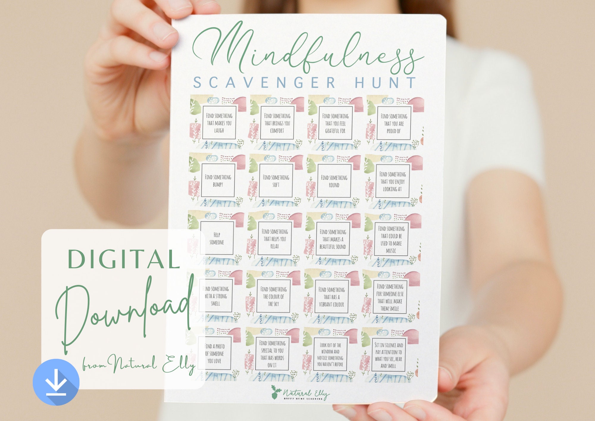 Mindfulness Scavenger Hunt Printable DIGITAL DOWNLOAD 4 PDF Files. Make ...