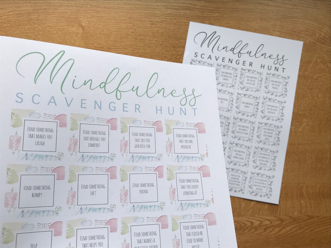 Mindfulness Scavenger Hunt Printable DIGITAL DOWNLOAD | 4 PDF Files ...