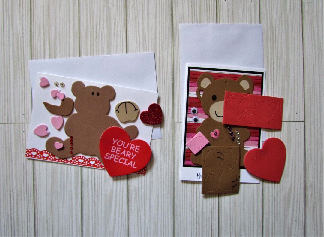 DIY Valentine Bear Card Kit Set of 2 - Etsy
