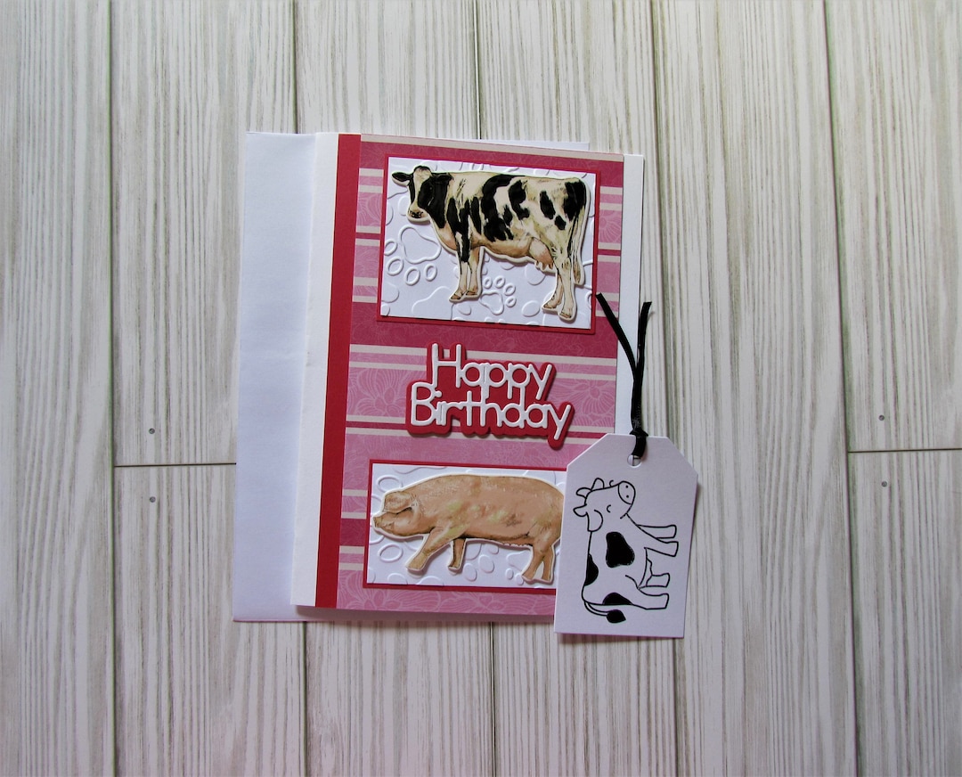 Happy Birthday Farm Animals Greeting Card - Etsy