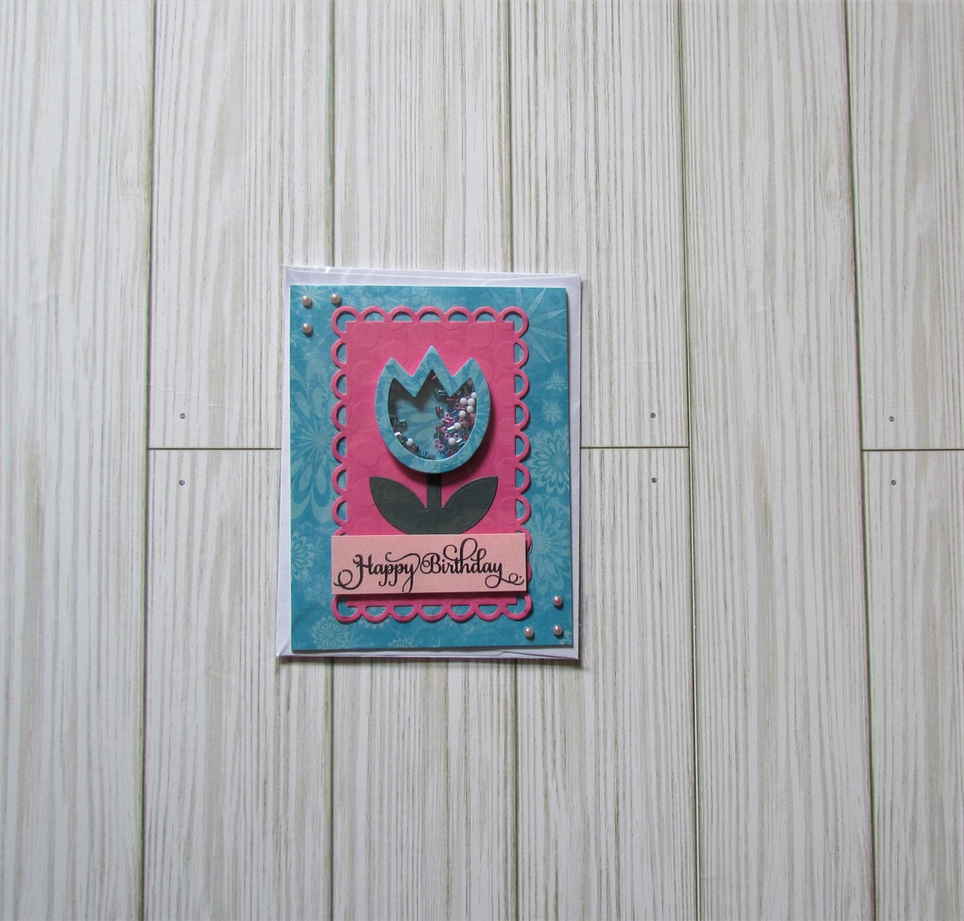 Birthday Card, Spring Flower, Shaker Card - Etsy