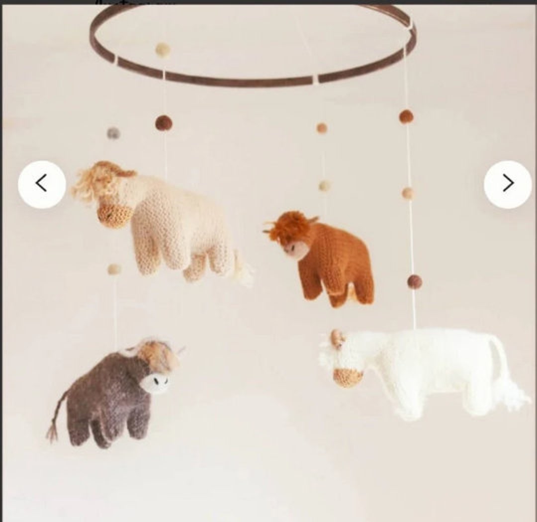Highland Cow Baby Mobile Cowboy Nursery Mobile Cattle Baby Mobile Cow ...