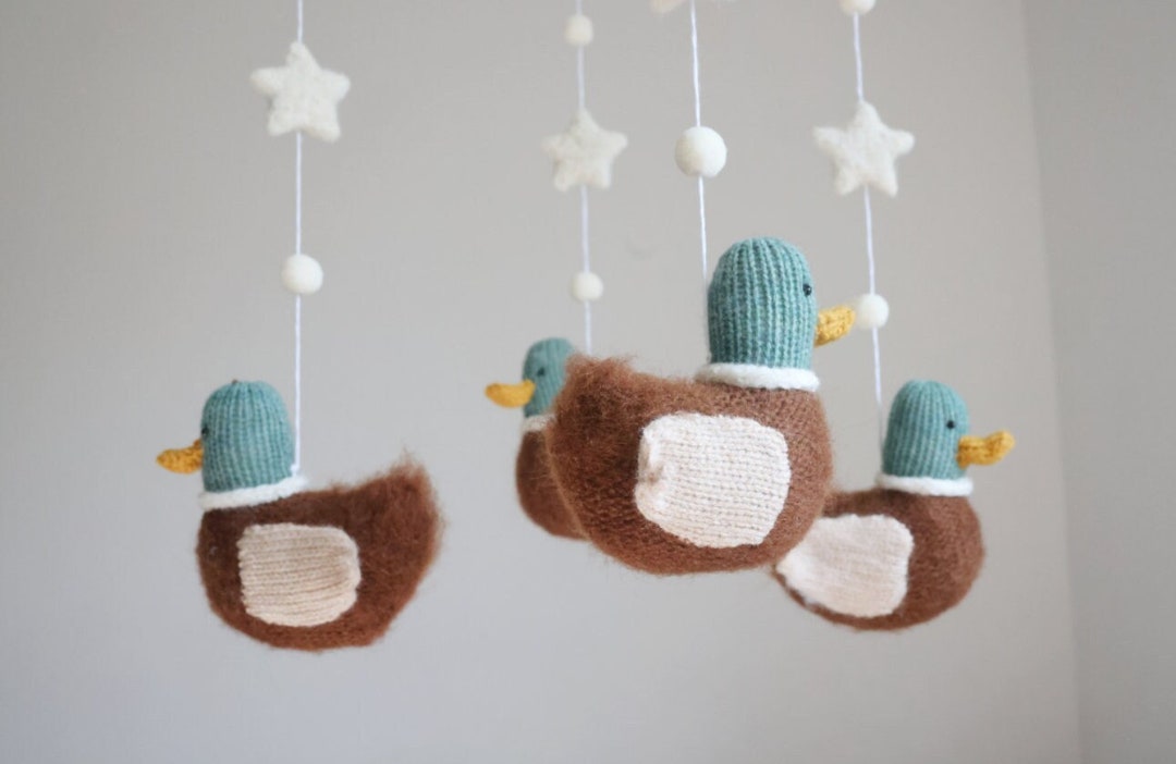 Hand Knitted Duck Baby Mobile-mallard Duck Nursery Mobile Bird Cot ...