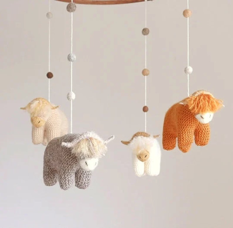 Highland Cow Baby Mobile Cowboy Nursery Mobile Cattle Baby Mobile Cow ...