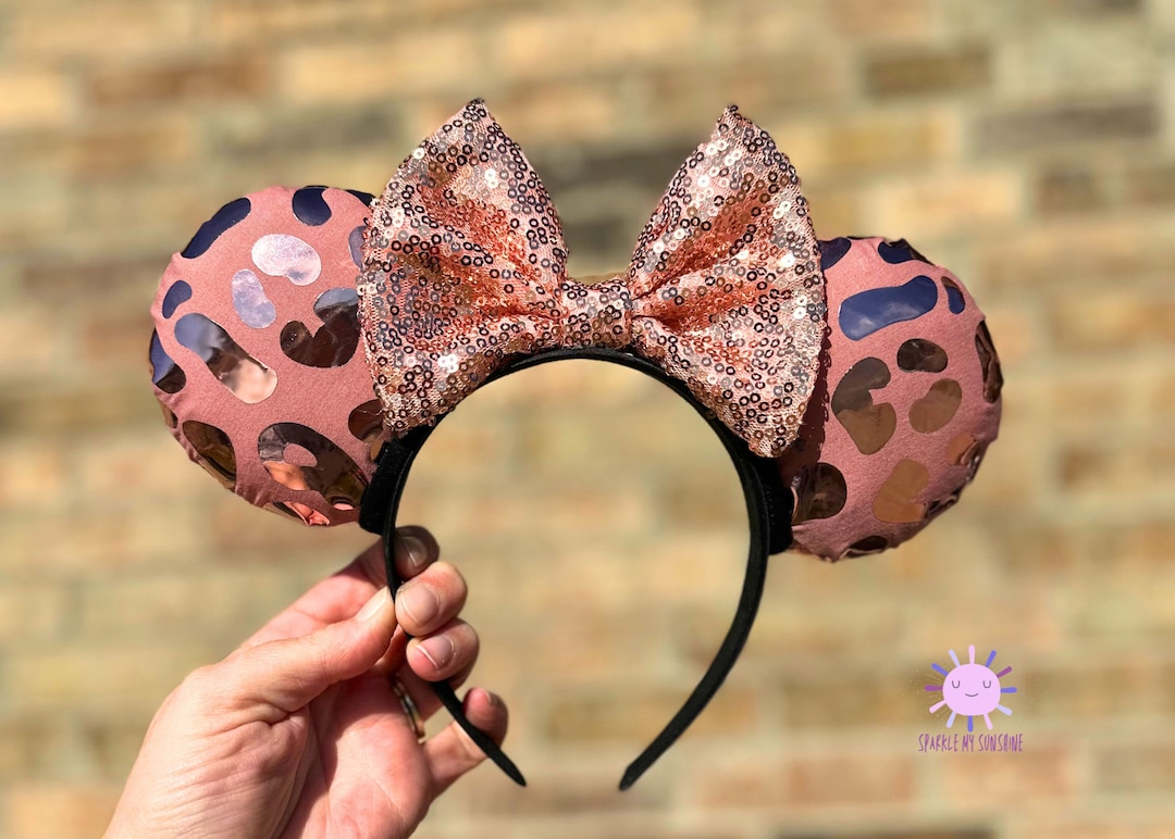 Pink Rose Gold Animal Kingdom Leopard Print Disney Ears Headband ...