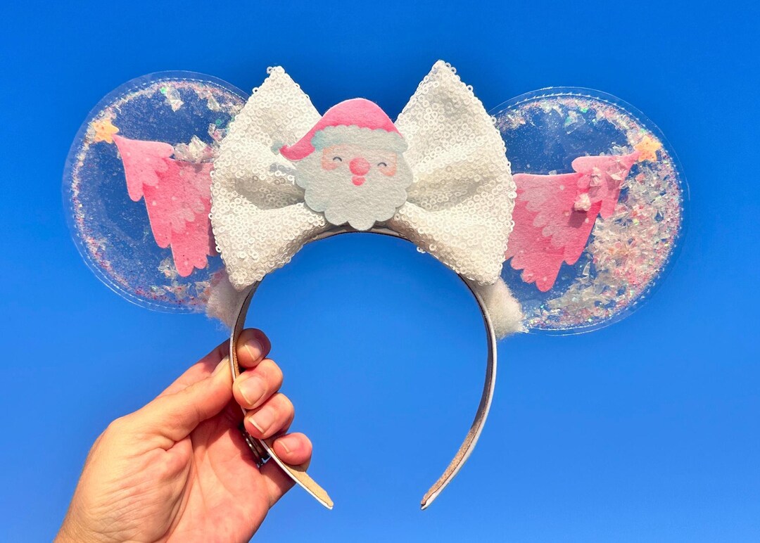 Pink Holiday Tree Disney Mickey Christmas Ears Headband, Snow Globe ...