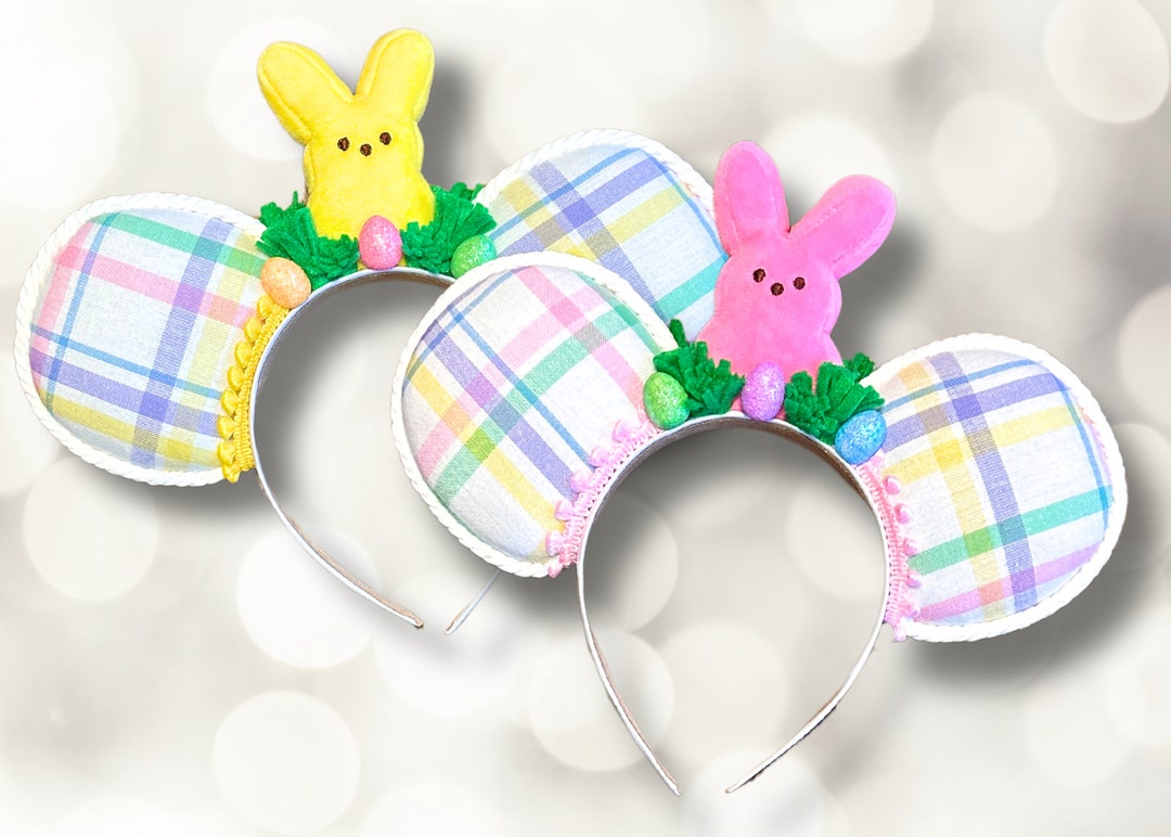 Easter Peeps Disney Ears Headband | Pastel Plaid Bunny Eggs Mickey Ears ...