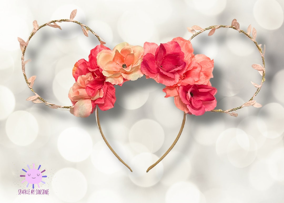 Pink Floral Wire Disney Ears, Flower and Garden Epcot Mickey Ears ...