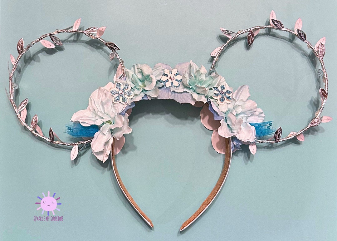 Frozen Inspired Mickey Mouse Ears Elsa Minnie Ears Floral - Etsy