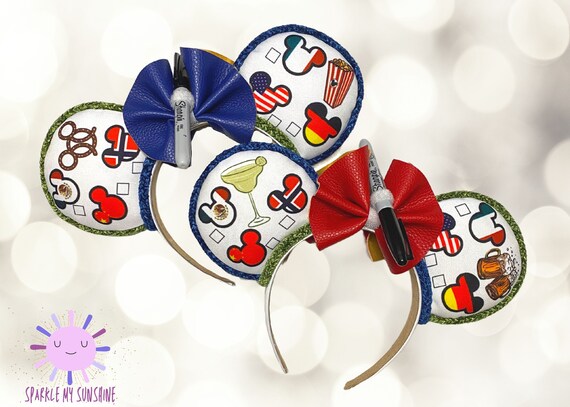 Around the World Epcot Disney Ears Drinking Snacking Custom - Etsy
