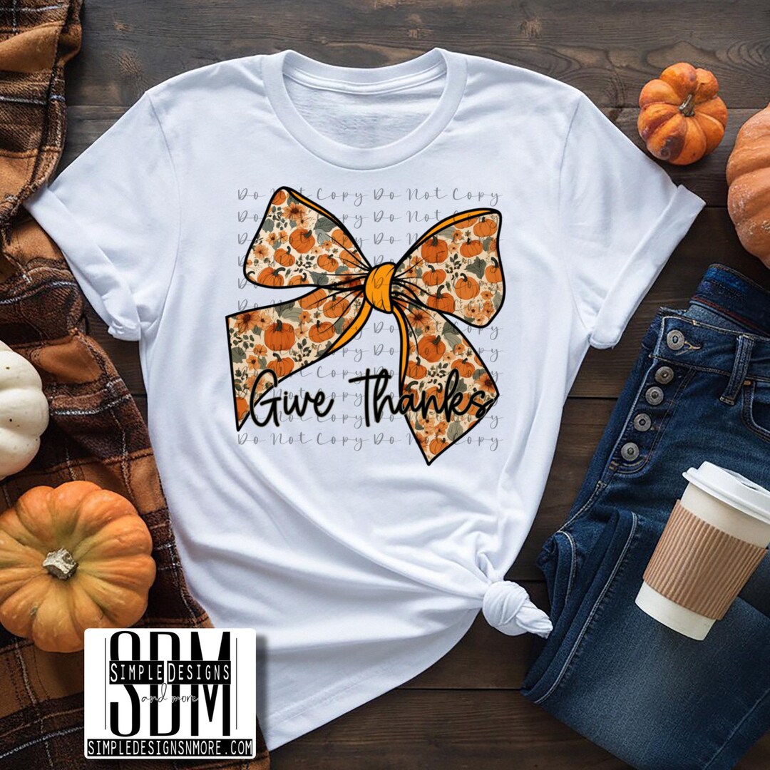 Give Thanks Bow Digital File, Digital Download, Sublimation, Png ...