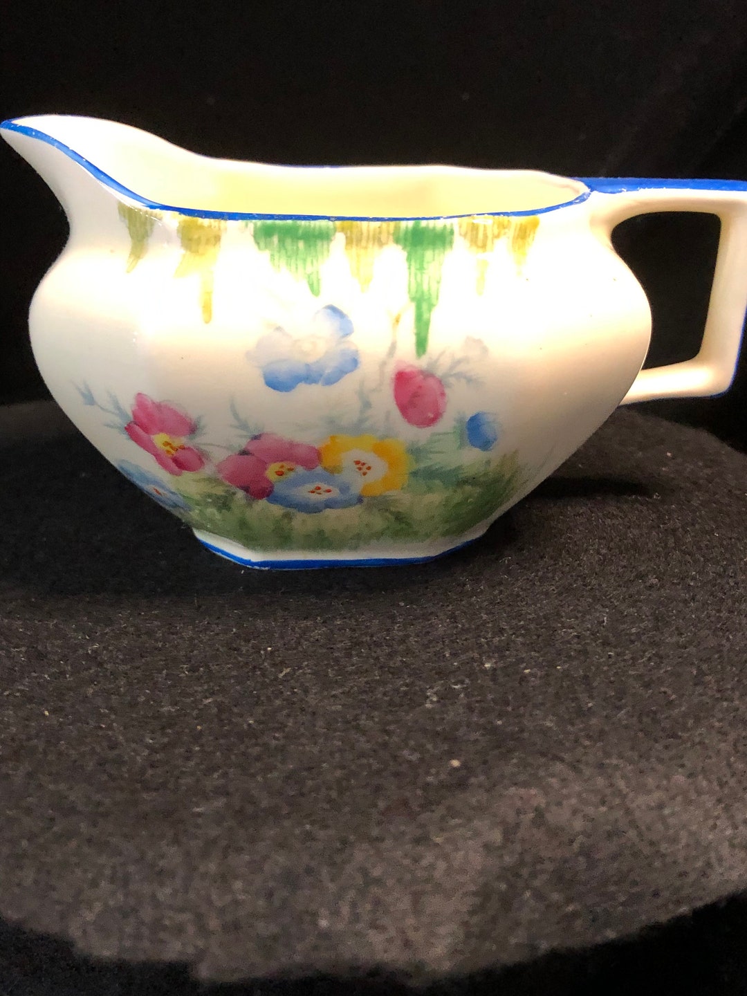 Crown Devon Vintage Art Deco Hand Painted Floral Design Ceramic Milk or ...