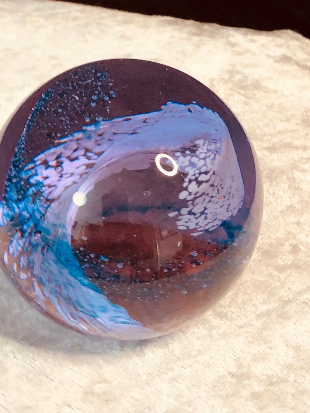 Vintage Caithness Pastel Art Glass Paper Weight Swirl Design Purple ...