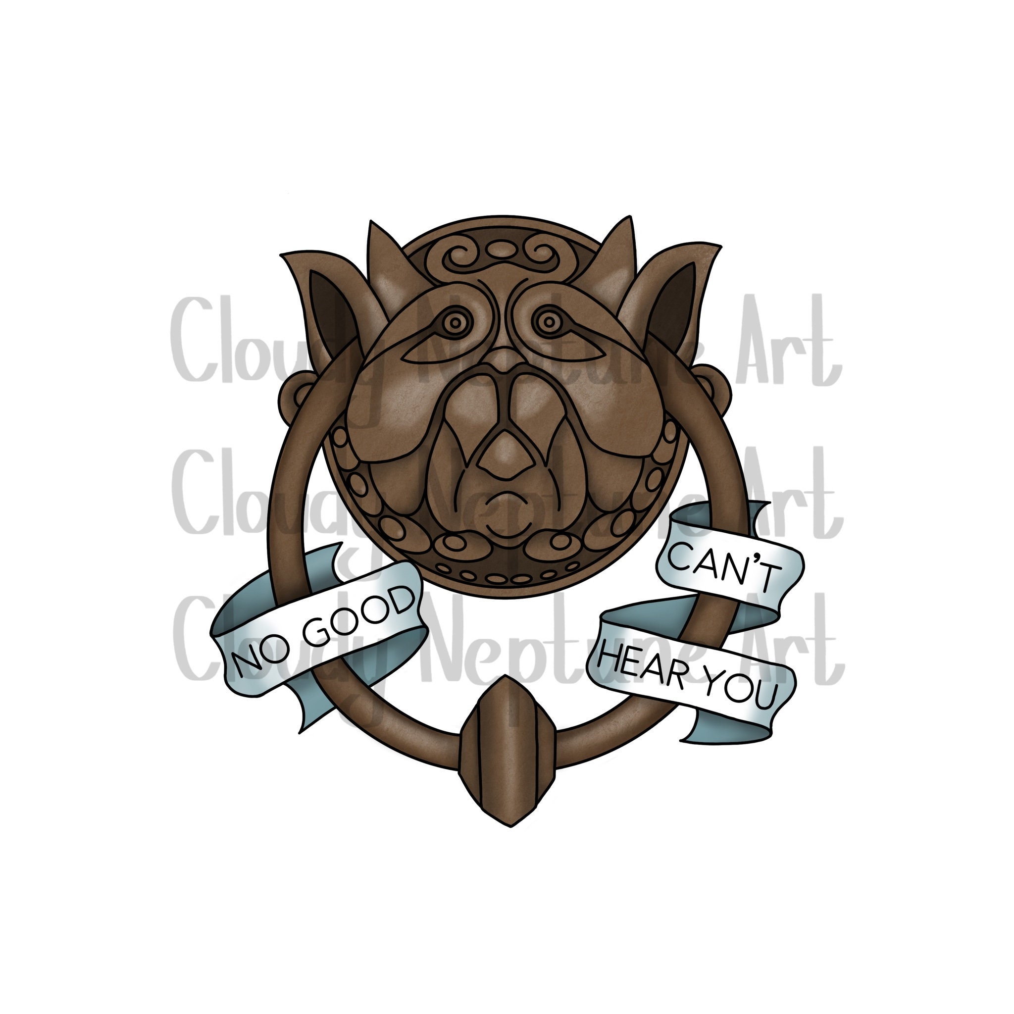 Labyrinth Door Knocker "no Good, Can't Hear You" Tattoo Style Art Print ...