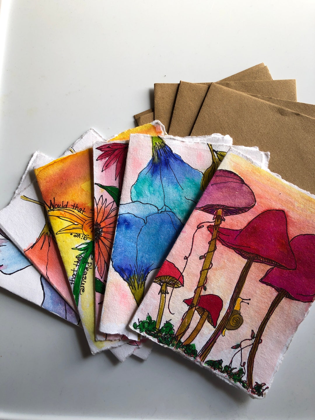 Original Watercolor Color Note Cards - Etsy