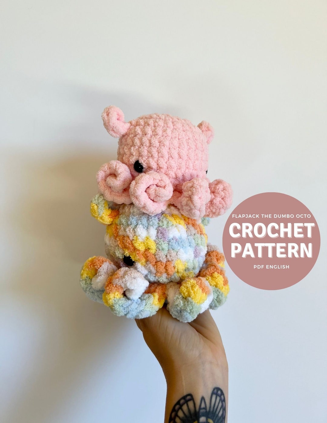 Flapjack the Dumbo Octopus Amigurumi Pattern, No Sew Crochet Dumbo ...