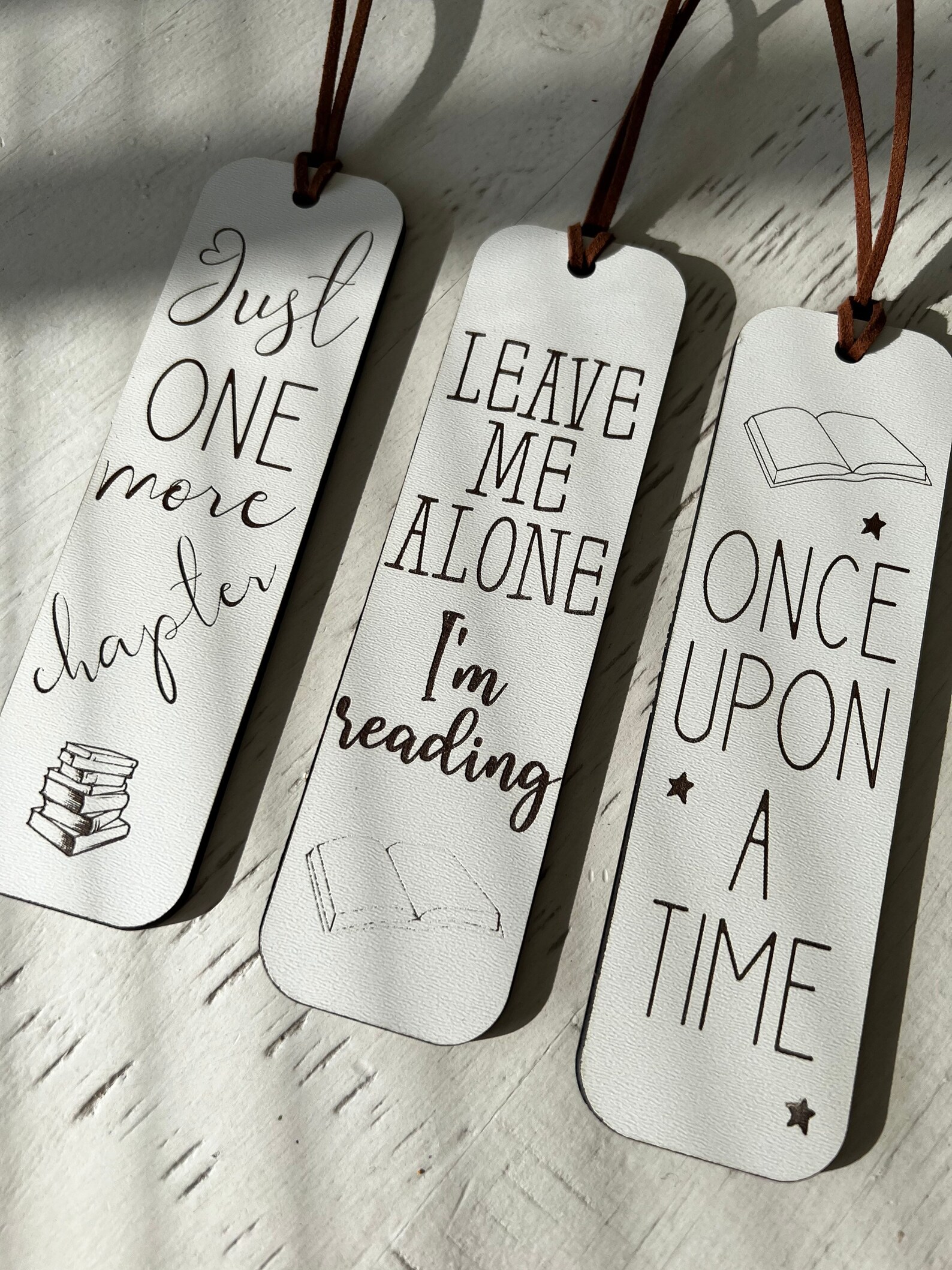 Eucalyptus Wooden Bookmarks With Leather Strap - Etsy