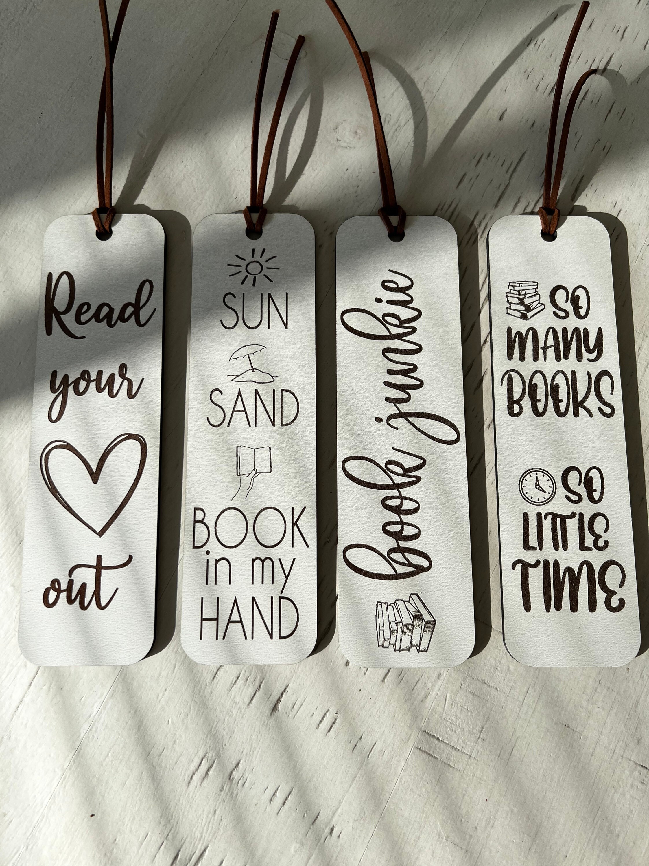 Eucalyptus Wooden Bookmarks With Leather Strap - Etsy