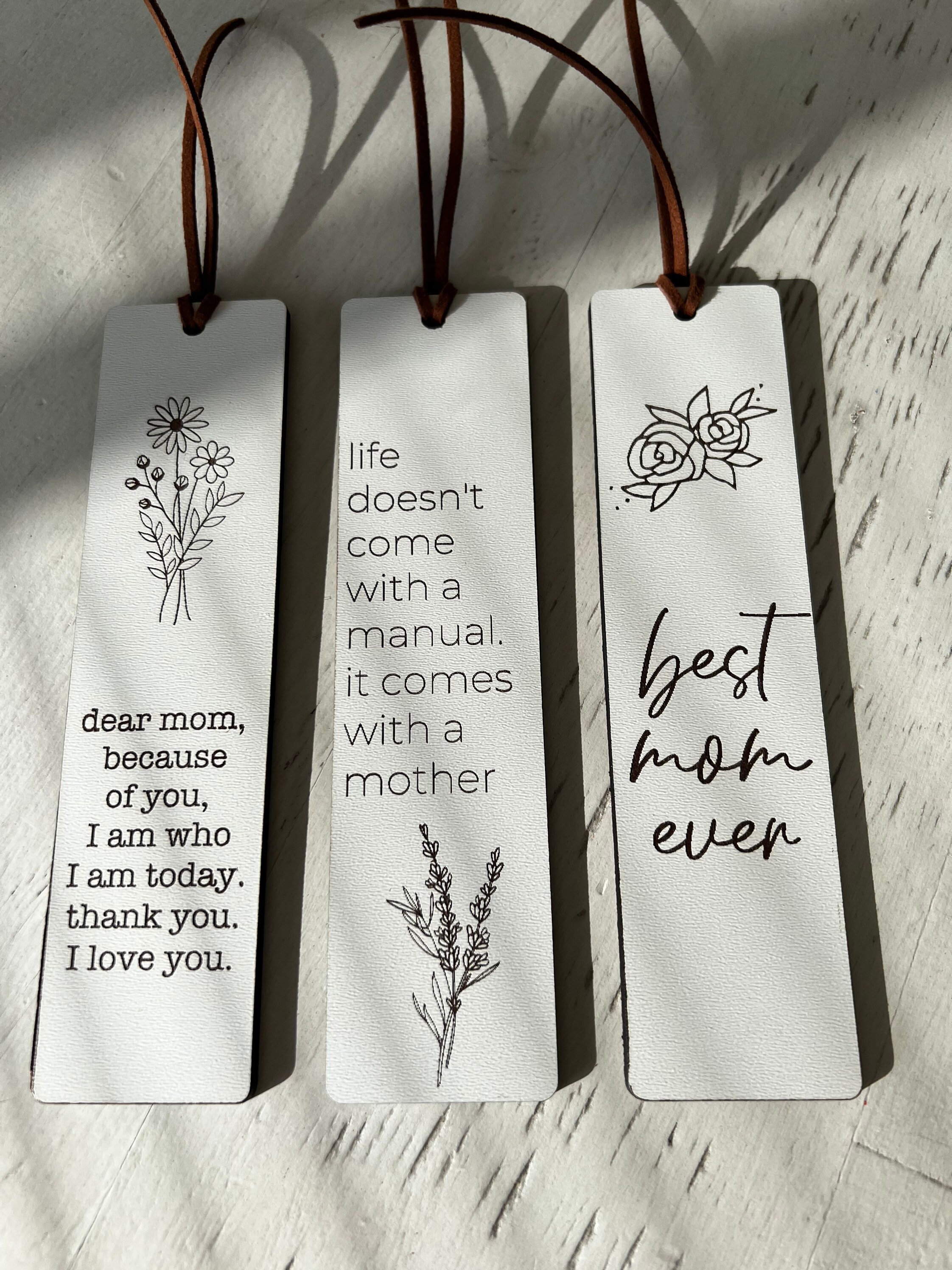 Eucalyptus Wooden Bookmarks With Leather Strap - Etsy