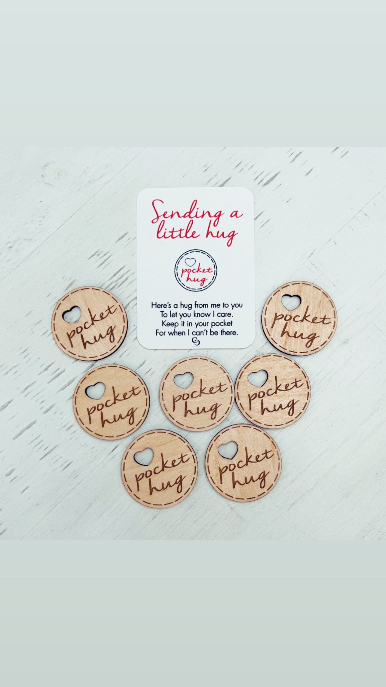 Sending a Pocket Hug. Wooden Tokens - Etsy