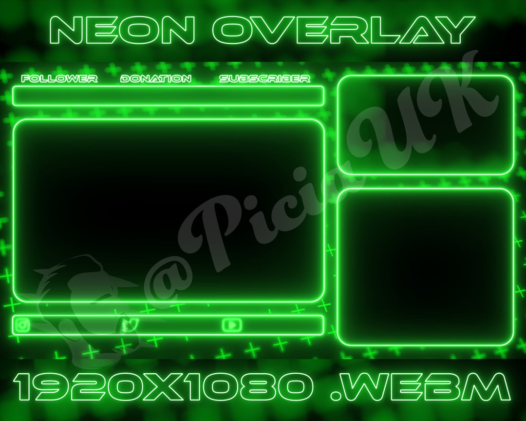 Neon Stream Overlay Green Overlay Overlay Twitch Stream Overlay for ...