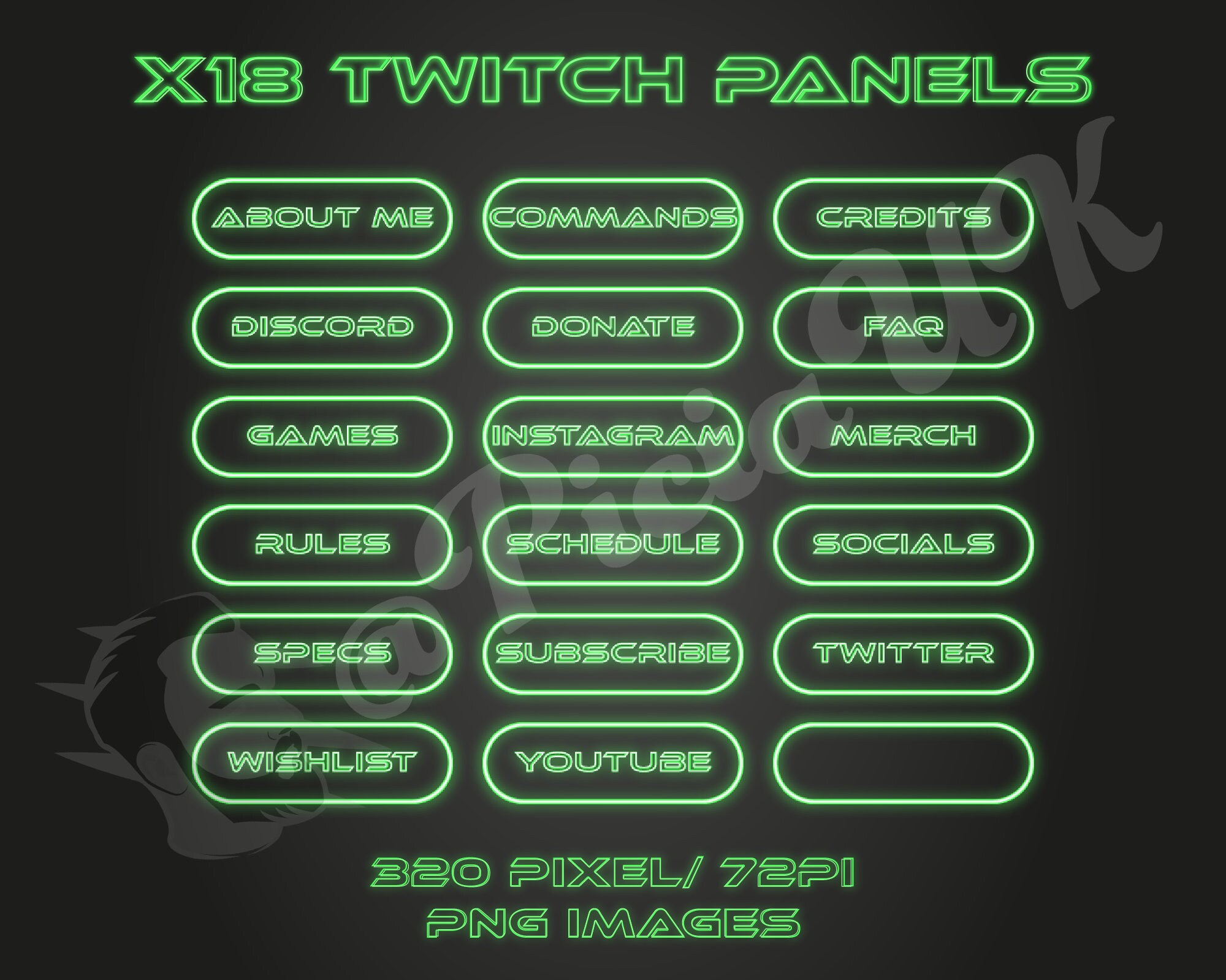 Neon Twitch Panels Green Twitch Panels 18 Twitch Panels for Content ...