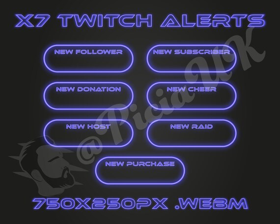 Animated Neon Twitch Alerts Blue Twitch Alerts 7 Animated | Etsy