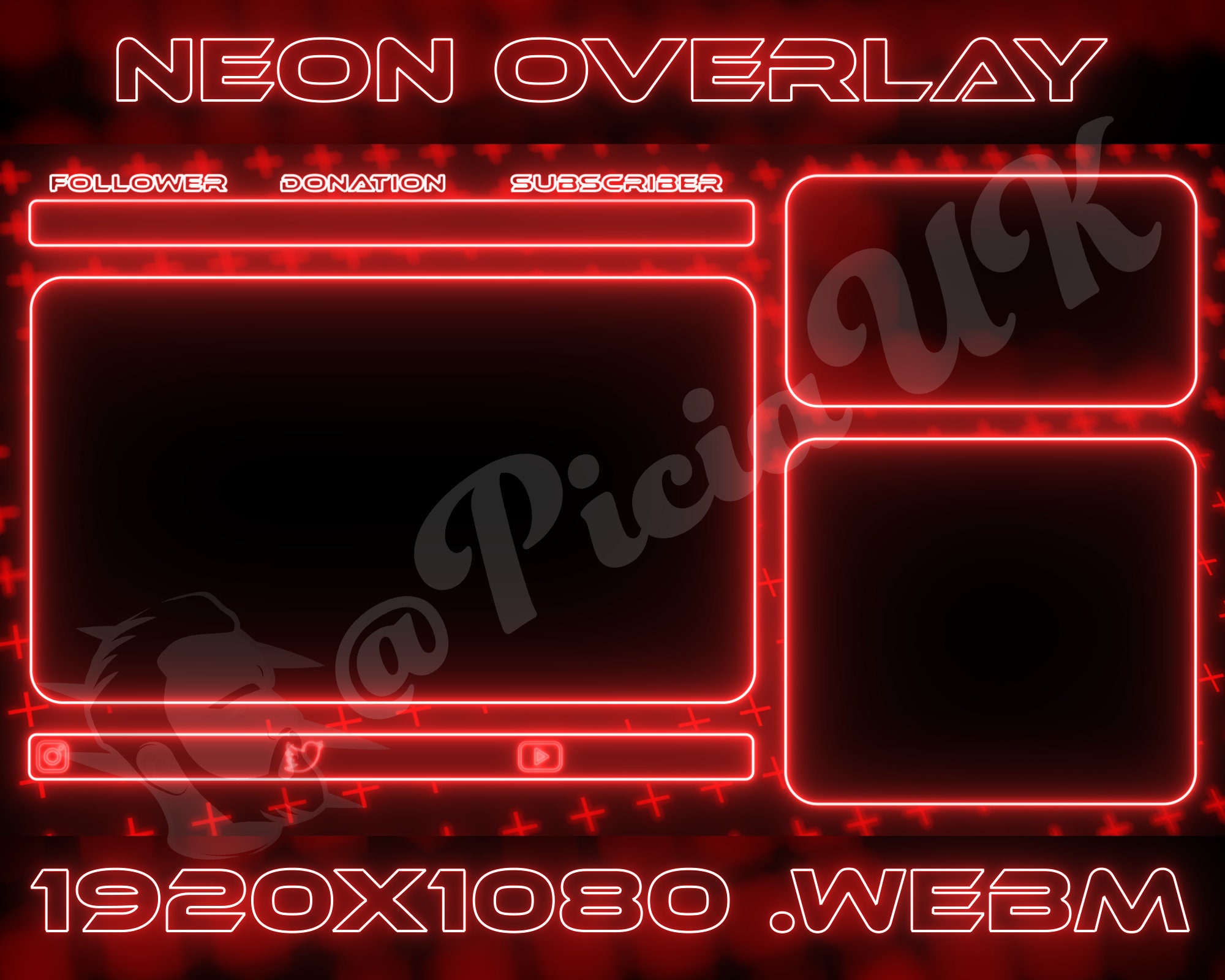 Neon Stream Overlay / Red Overlay / Overlay / Twitch Stream - Etsy España