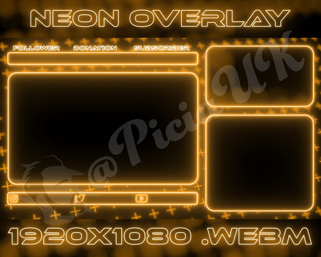 Neon Stream Overlay Orange Overlay Overlay Twitch Stream Overlay for ...