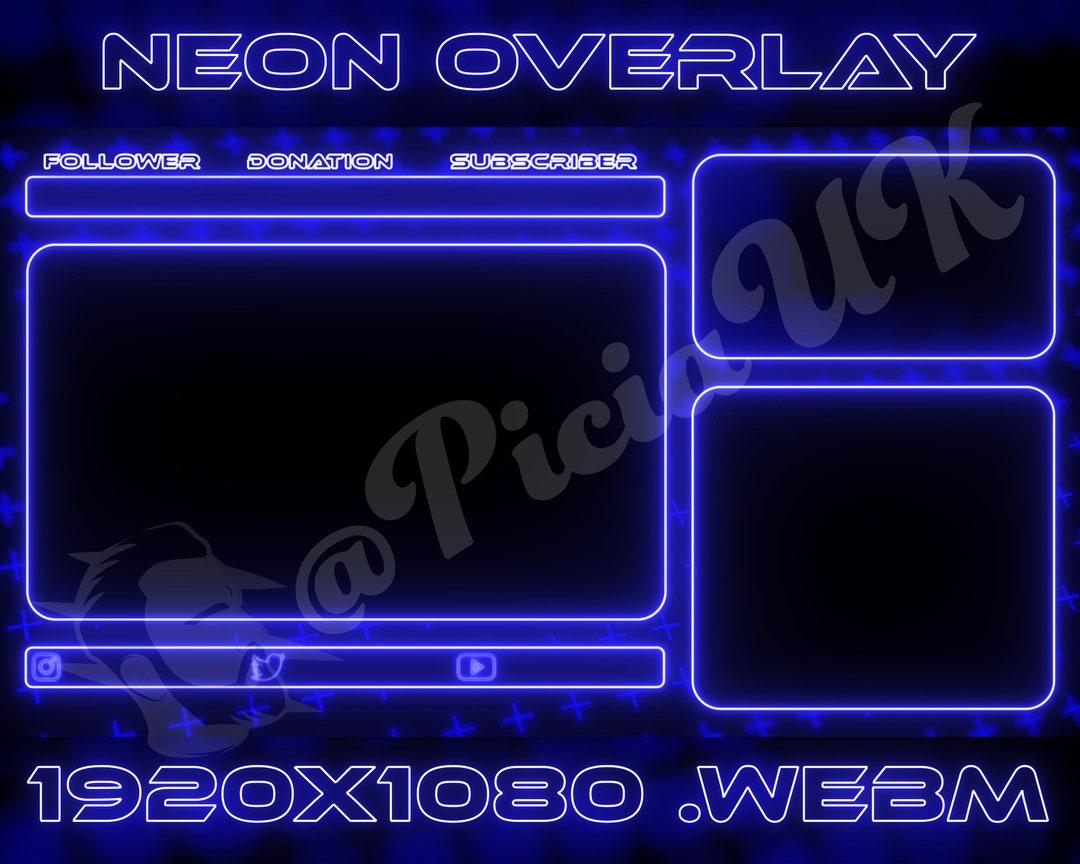 Neon Stream Overlay Blue Overlay Overlay Twitch Stream Overlay for ...
