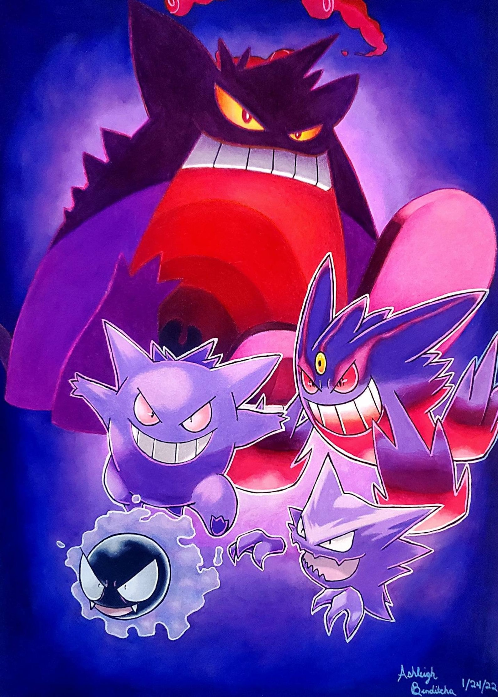 Gengar Evolution Line Pokemon Downloadable Artwork Prints 9 X - Etsy ...