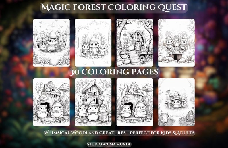 Forest Coloring Book Printable: Wildlife Animals & Nature Adventure for ...