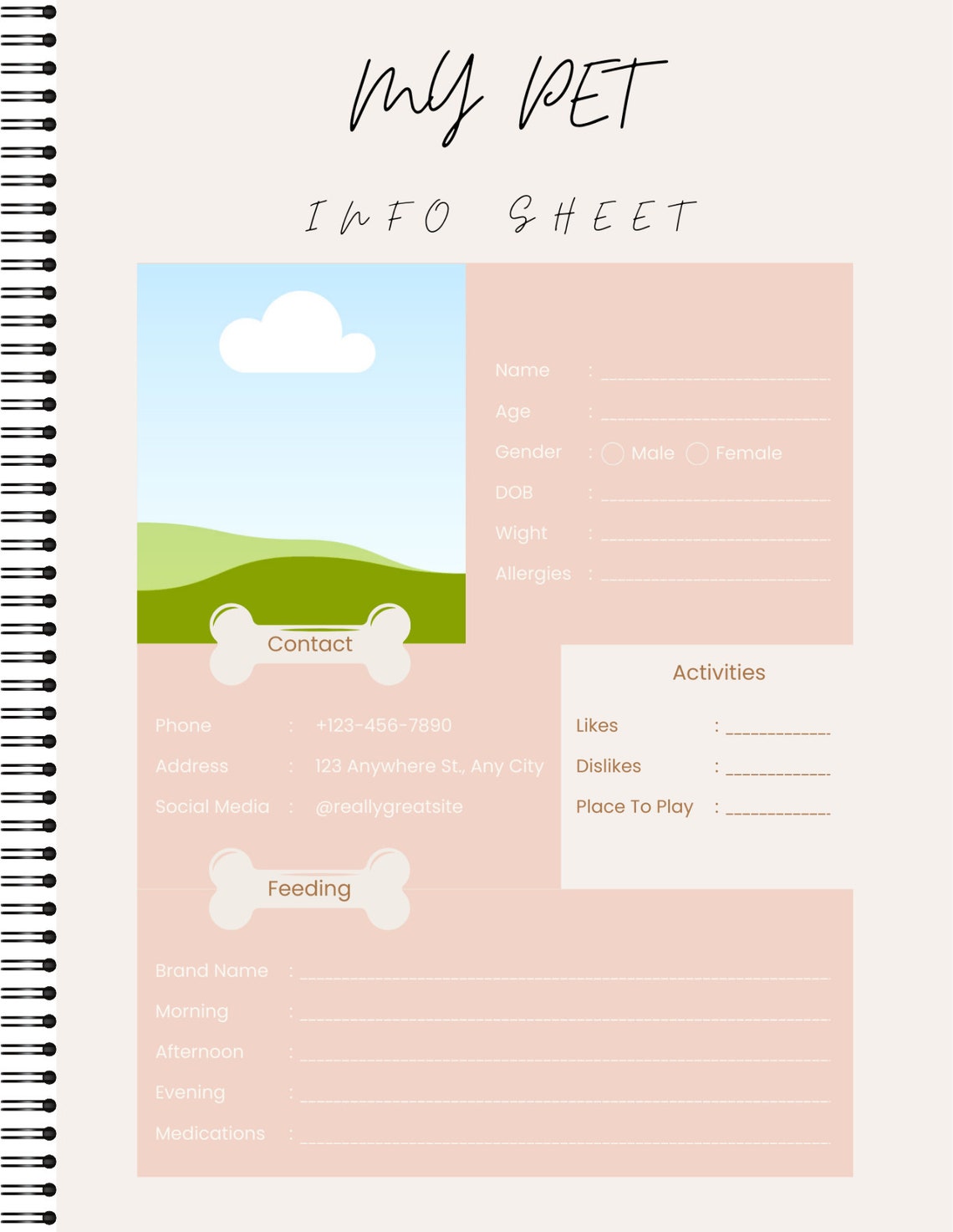 Dog Wellness Plan, Fillable Pet Planner, Pet Care Planner, Pet Sitter ...