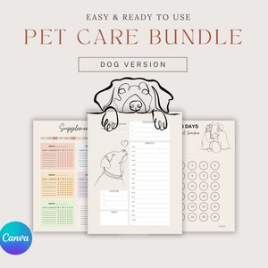 Dog Wellness Plan, Fillable Pet Planner, Pet Care Planner, Pet Sitter ...