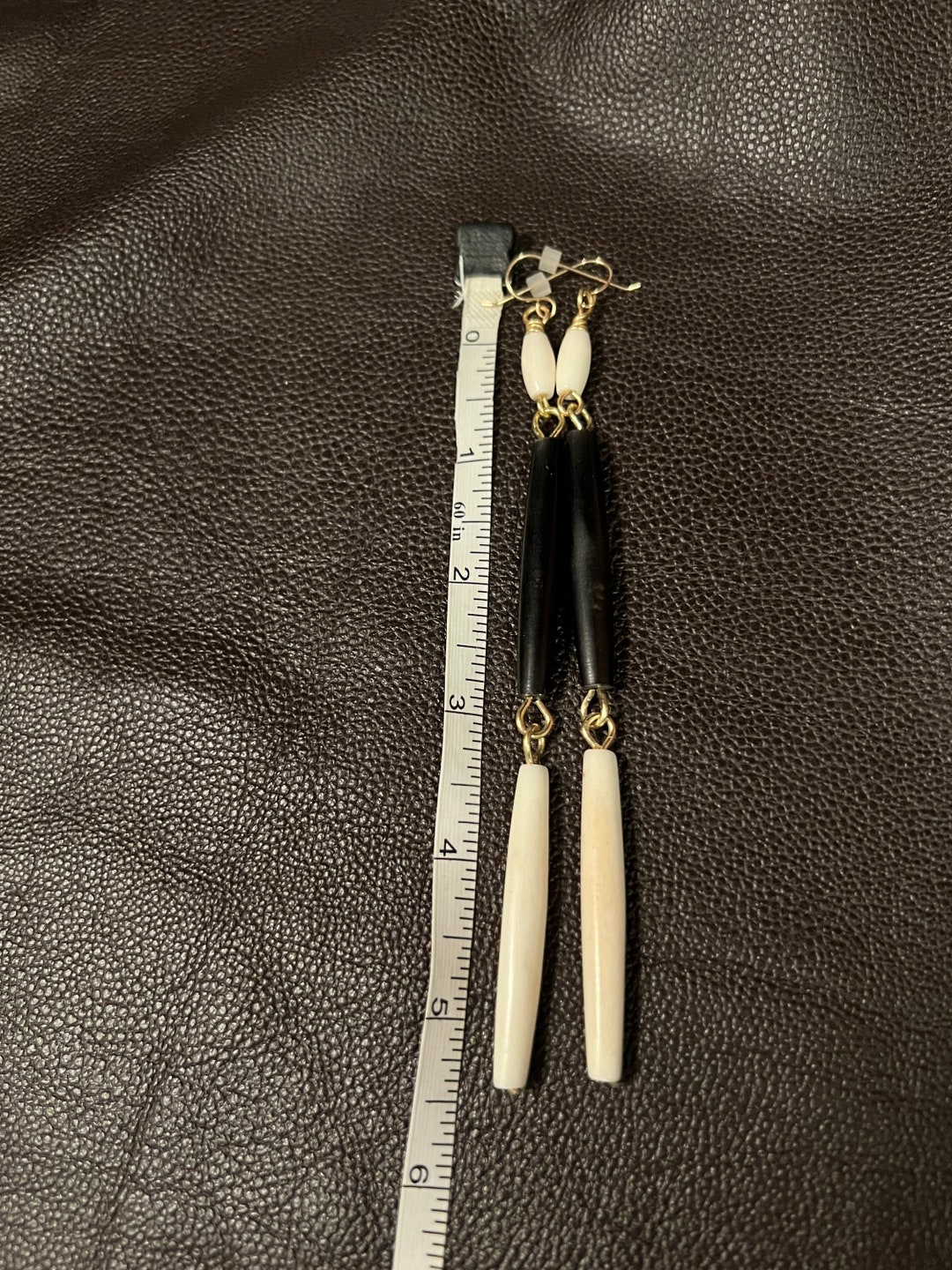 Black and White Hair Pipe Bead Earrings - Etsy