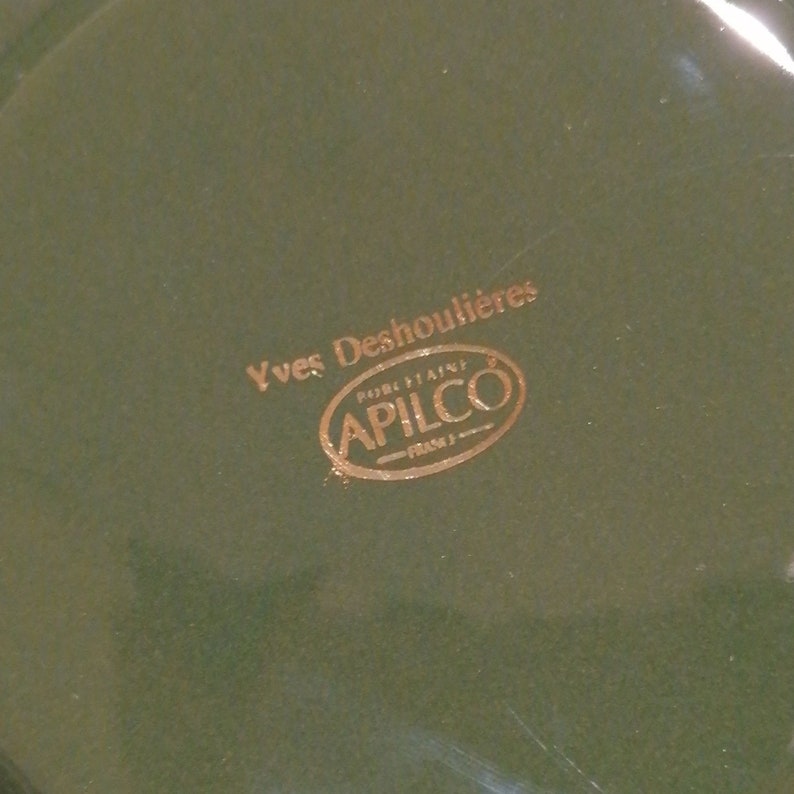 Apilco TEA CUP SET Green & Gold Vintage French Porcelain 1st Quality ...