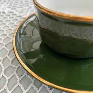 Apilco TEA CUP SET Green & Gold Vintage French Porcelain 1st Quality ...