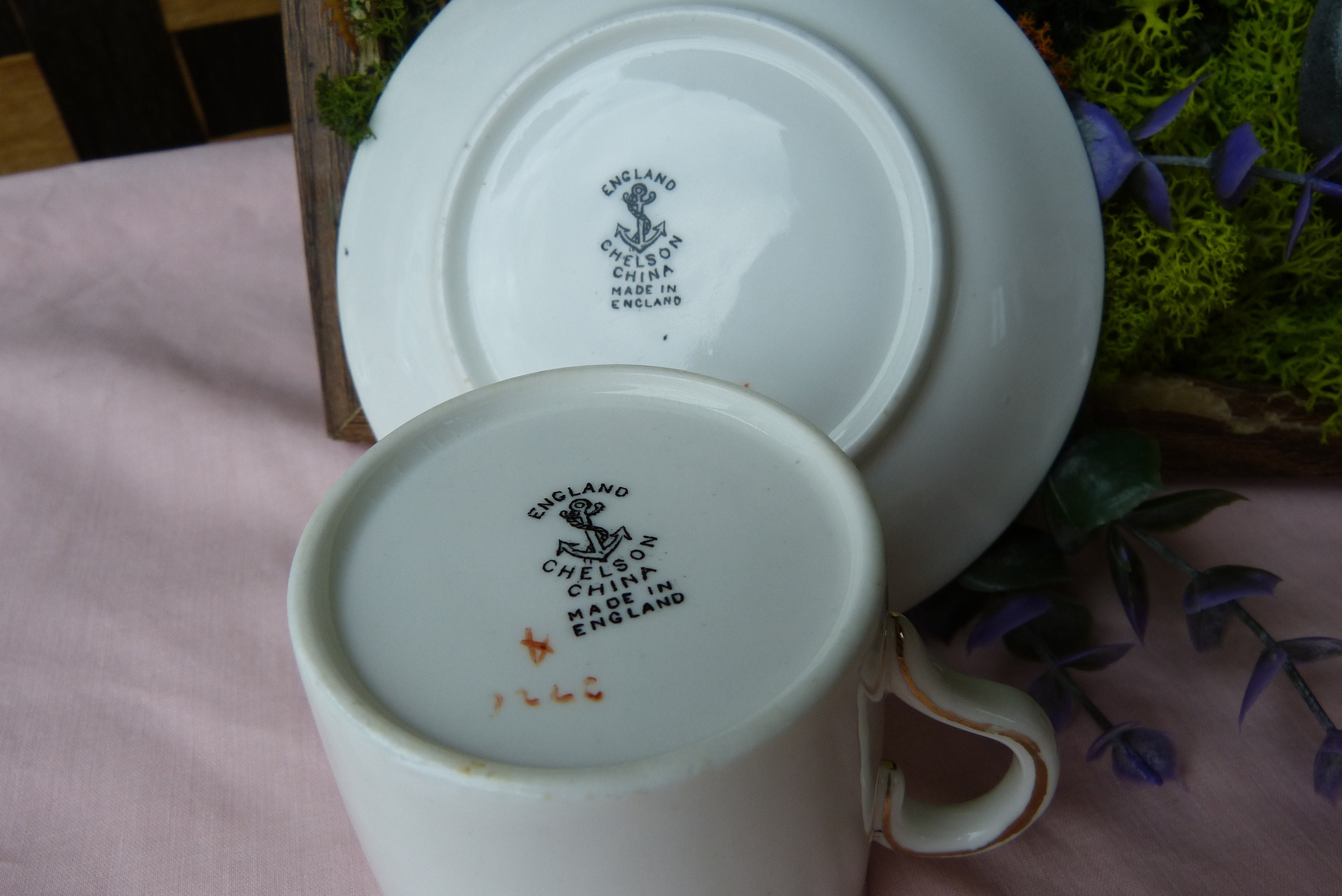 Rare 1920s Chelson Art Deco Coffee Cup & Saucer Set: Antique Bone China ...